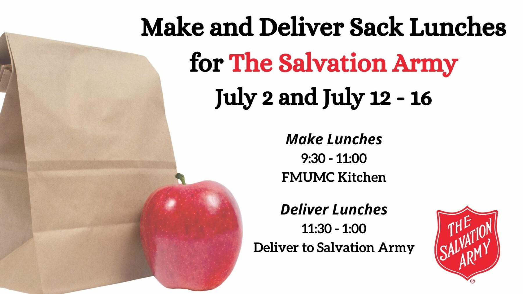 Salvation Army - Pack & Deliver Lunches | Flower Mound United Methodist ...